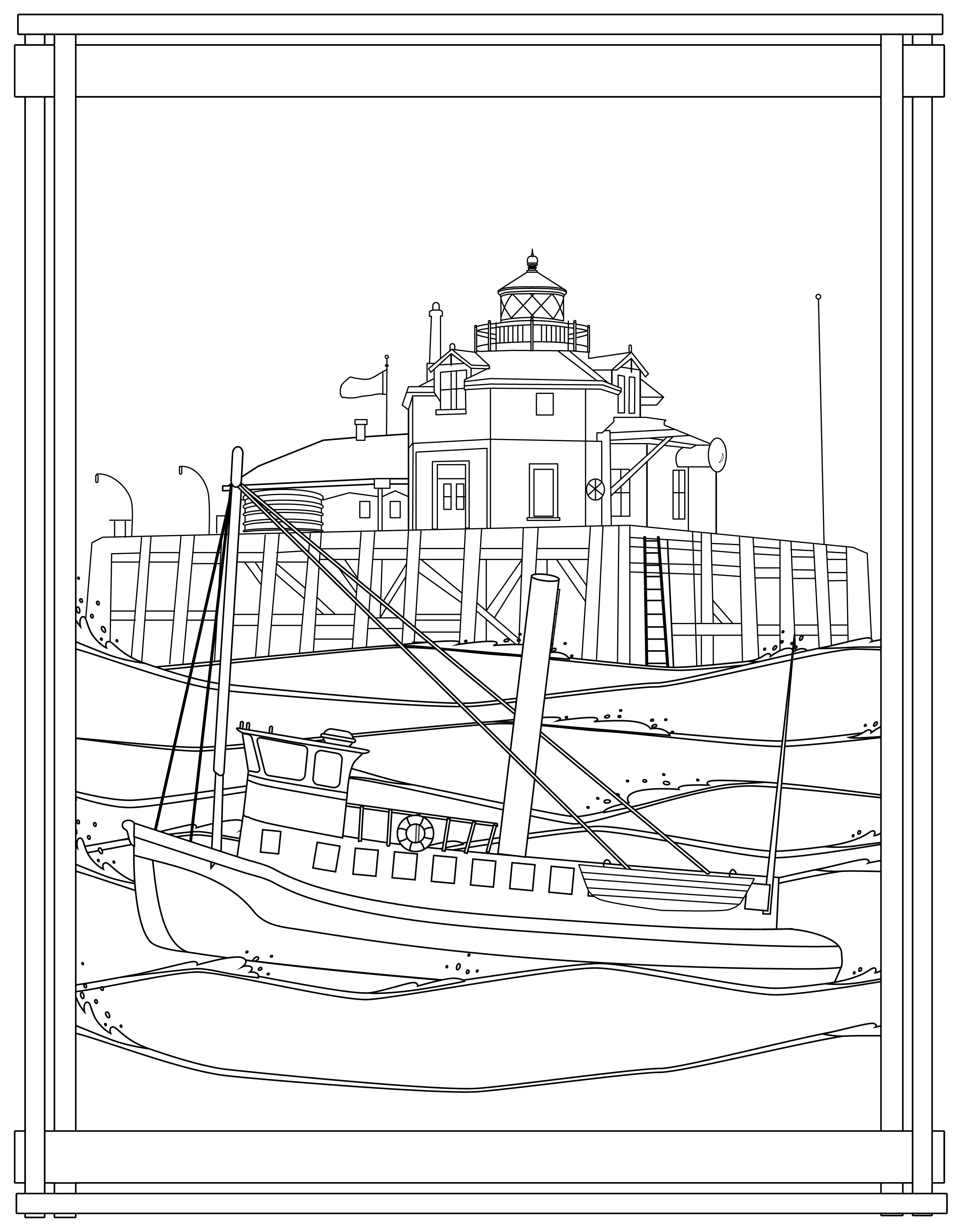 Relax and Color the Lighthouses of Washington - Individual Coloring Pa ...