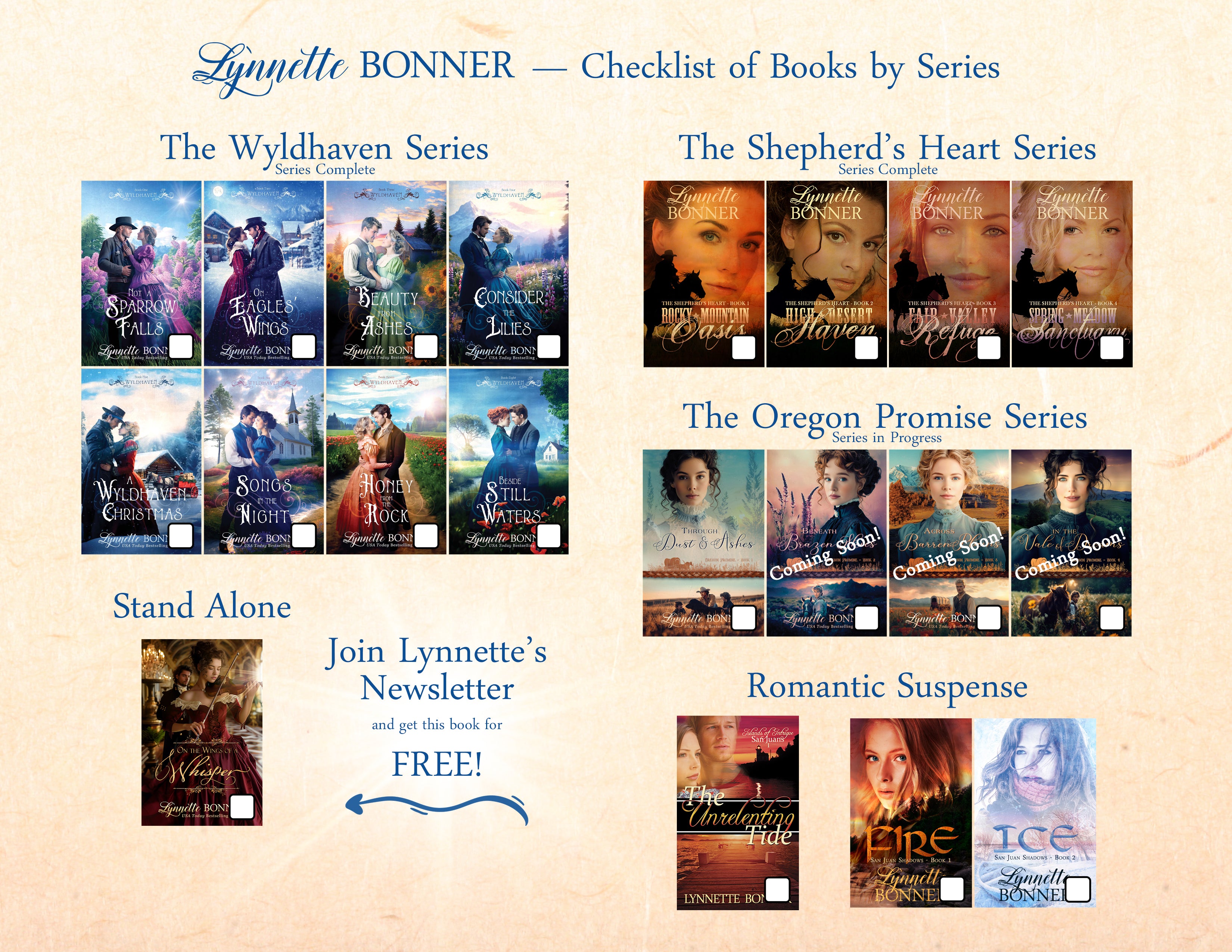 FREE GIFT - Checklist of Lynnette Bonner's Books - Digital Print from ...
